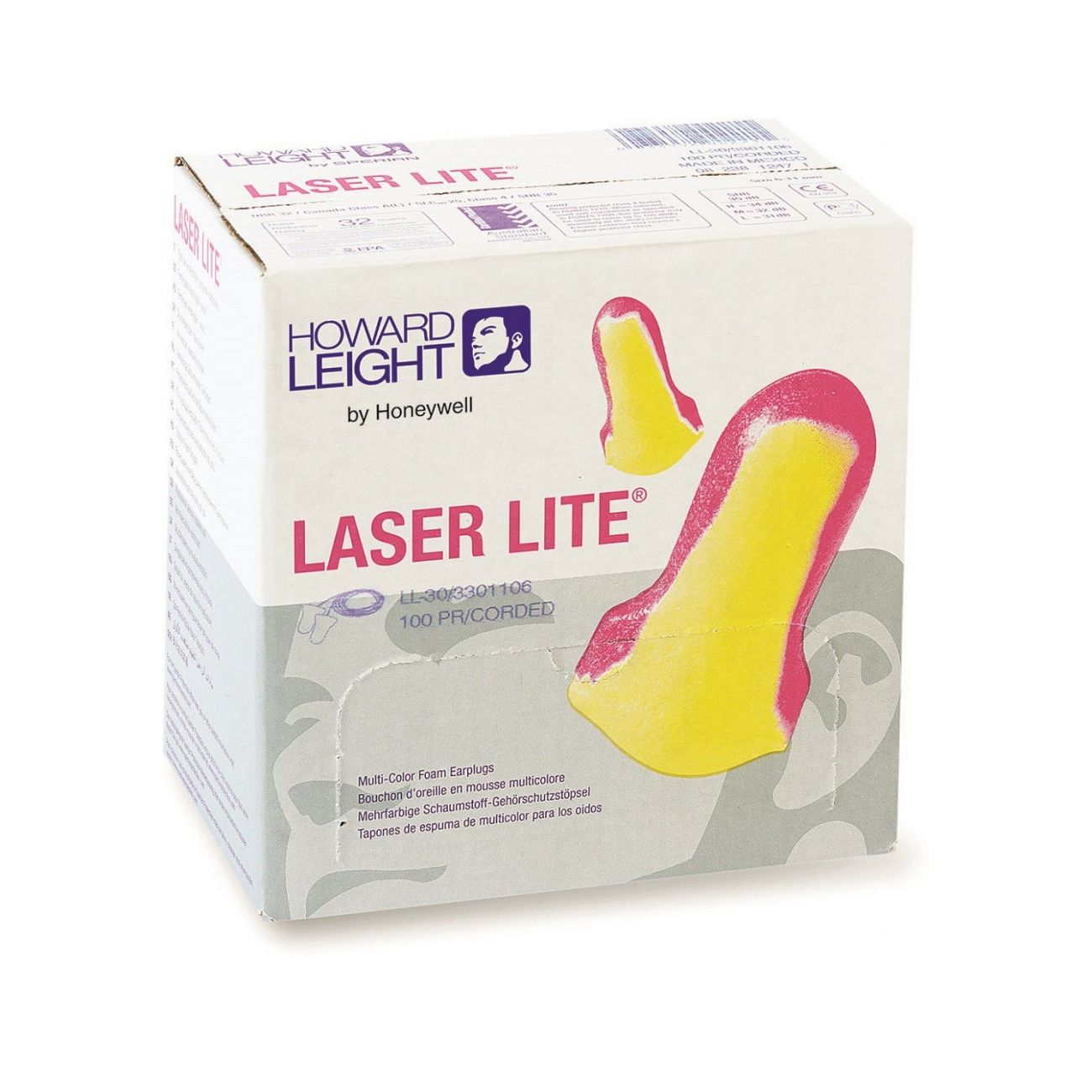 Howard Leight 3301106 Laser Lite Disposable Corded Ear Plugs SNR 35dB Howard Leight 3301106 Laser Lite Disposable Corded Ear Plugs SNR 35dB