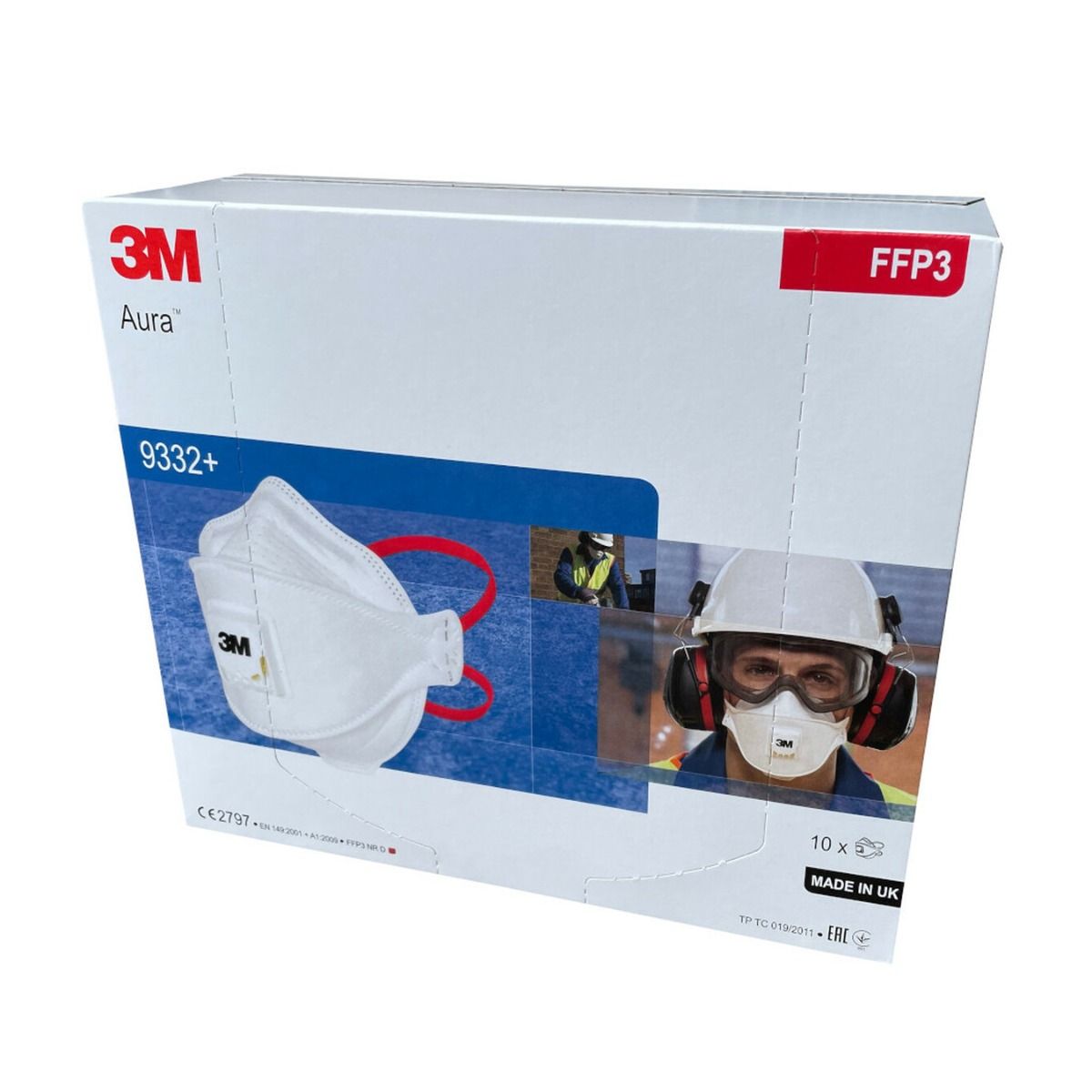 3M 9332+ Aura Valved Particulate Respirator FFP3 (Pack of 10)